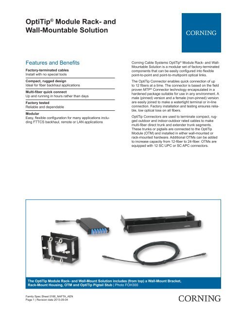 OptiTip® Module Rack- and Wall-Mountable Solution