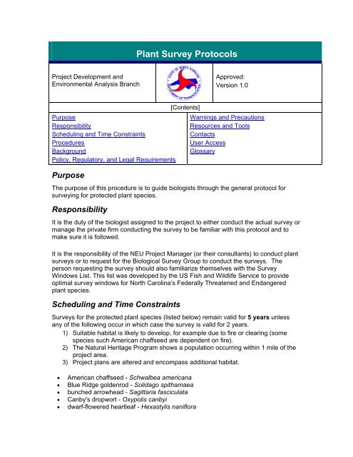 Plant Survey Protocol.pdf - Connect NCDOT Plant Survey Protocol.pdf - Connect NCDOT