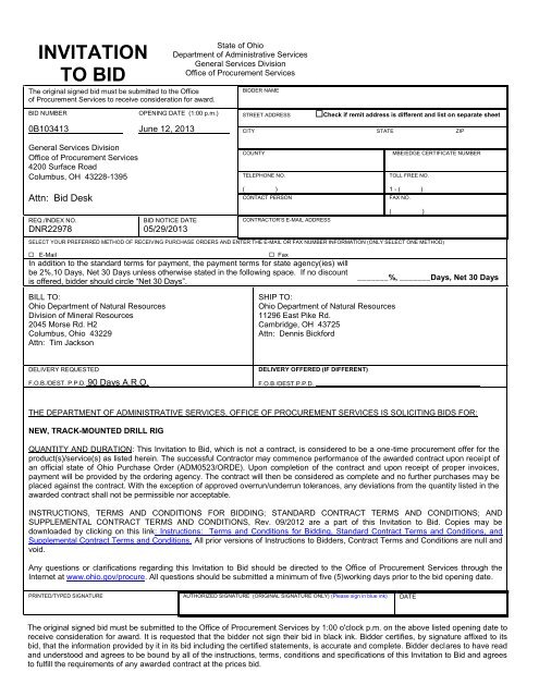 INVITATION TO BID - Procure.ohio.gov - State of Ohio