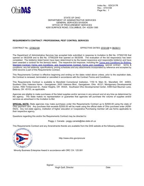 View ORIGINAL CONTRACT - State Procurement - State of Ohio