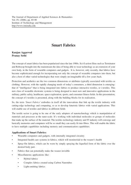 22. Smart Fabrics - Kunjan Aggarwal & Pranay Sethi - Institute of ...