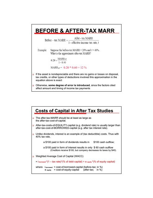 BEFORE & AFTER-TAX MARR