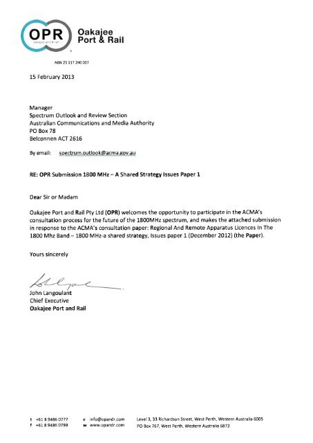 Oakajee Port and Rail - ACMA