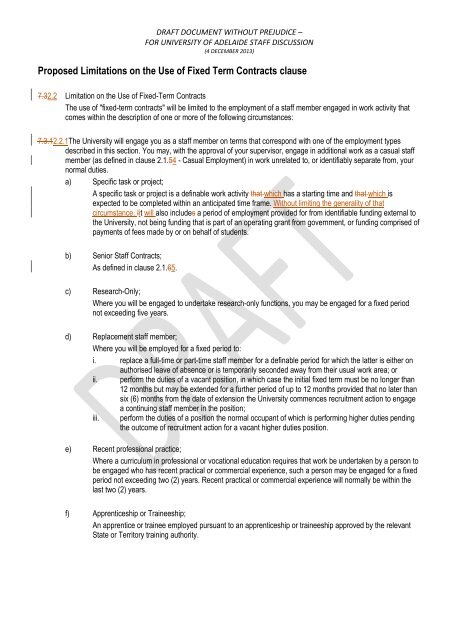 Limitations on the Use of Fixed Term Contracts - Tracked Changes