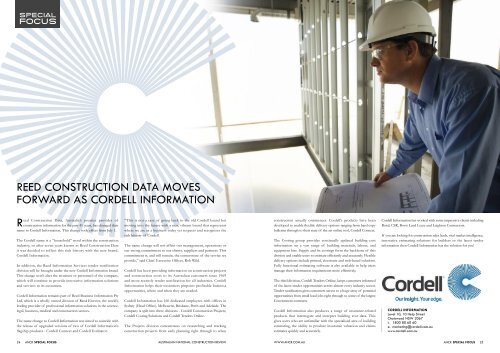 REEd CONSTRUCTION dATA MOVES fORWARd AS CORdELL ...