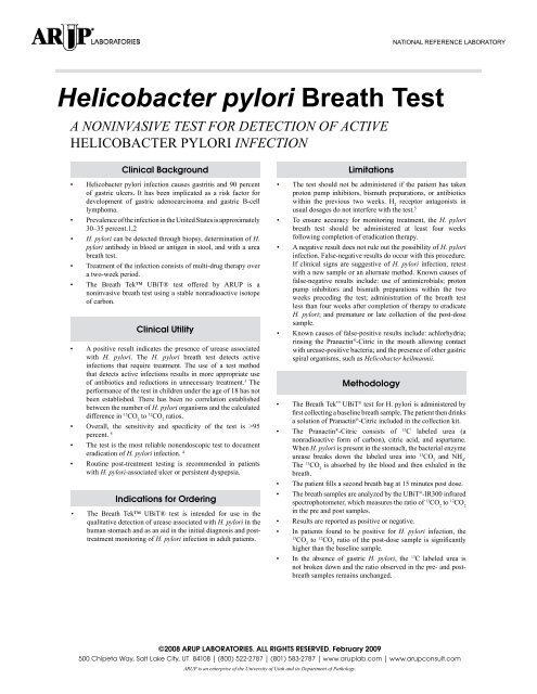 Helicobacter pylori Breath Test - ARUP Laboratories