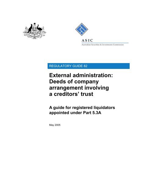 External administration: Deeds of company arrangement involving a ...