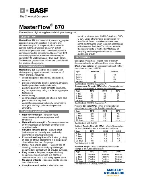 MasterFlow 870 TDS - BASF Construction Chemicals Pacific