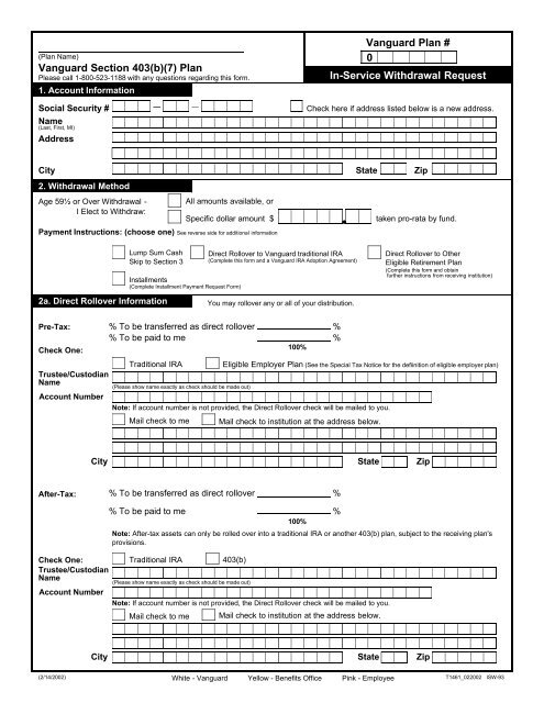 In Service Withdrawal Form