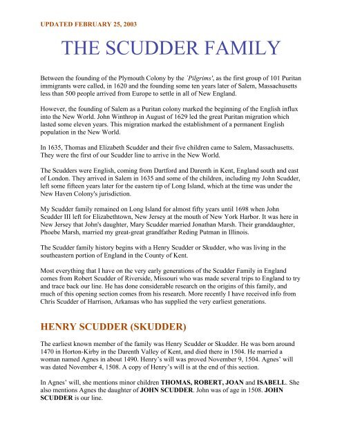 THE SCUDDER FAMILY - BillPutman