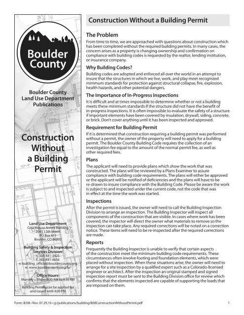 Construction Without a Building Permit (231 KB) - Boulder County