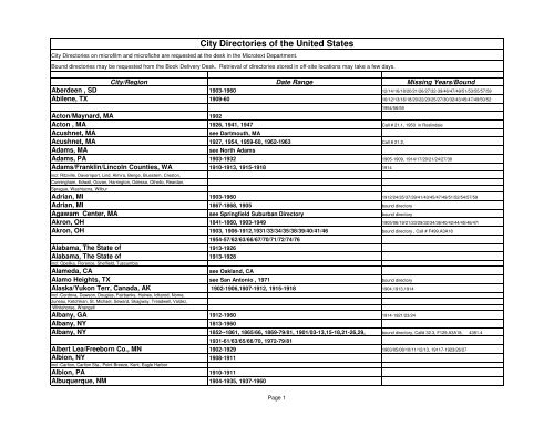 City Directories Of The United States - Boston Public Library