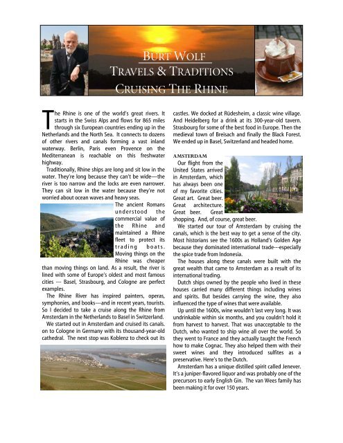 BURT WOLF TRAVELS & TRADITIONS CRUISING THE RHINE
