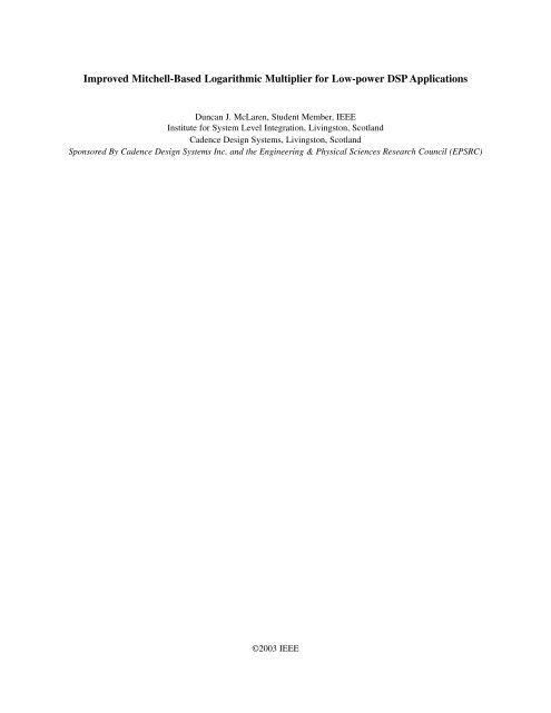 Improved Mitchell Based Logarithmic Multiplier For Low Power Dsp