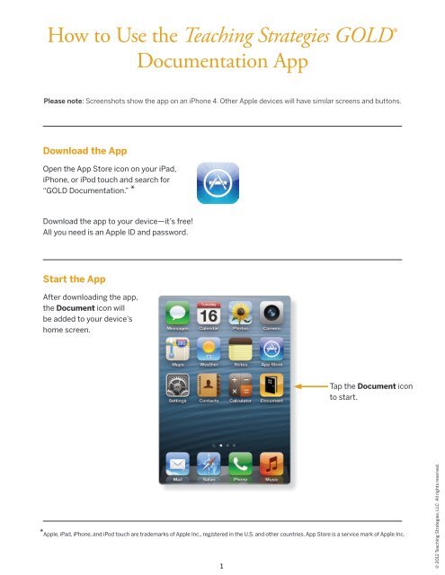 How to Use the Teaching Strategies GOLD® Documentation App