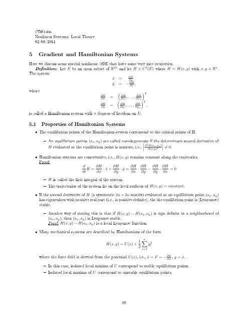 5 Gradient and Hamiltonian Systems