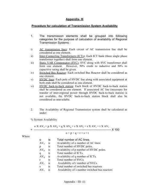 Appendix - III- (i) Appendix- III Procedure for calculation of ...