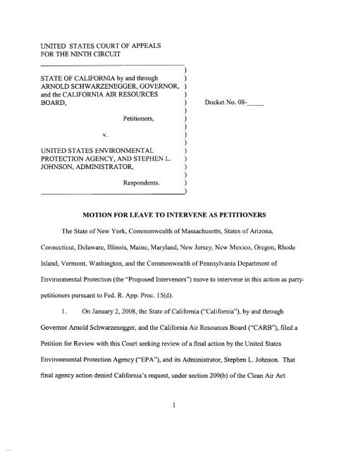 States' motion to intervene - Attorney General