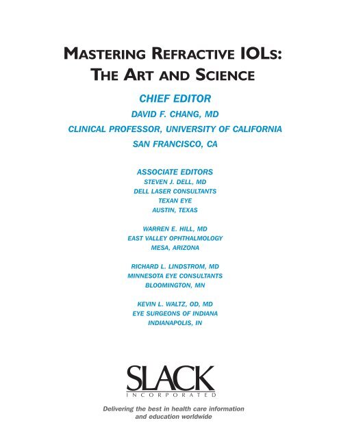 mastering refractive iols: the art and science - David F. Chang, MD