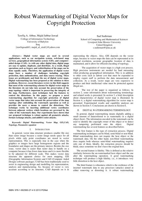 Robust Watermarking of Digital Vector Maps for Copyright Protection