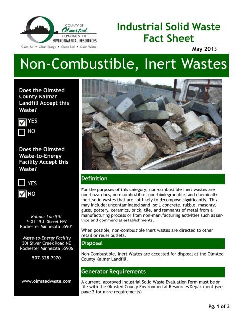 Non-Combustible, Inert Wastes - Olmsted County