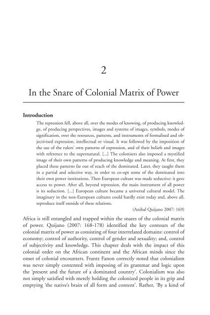 In the Snare of Colonial Matrix of Power - codesria