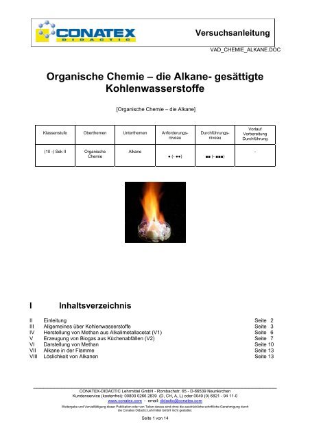 die Alkane - Conatex-Didactic Lehrmittel GmbH