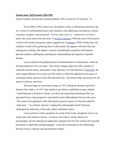 Sarah Lucas' Self Portraits 1990-1998 - The Courtauld Institute of Art