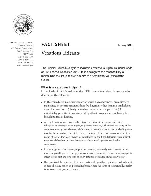 Vexatious Litigants - California Courts