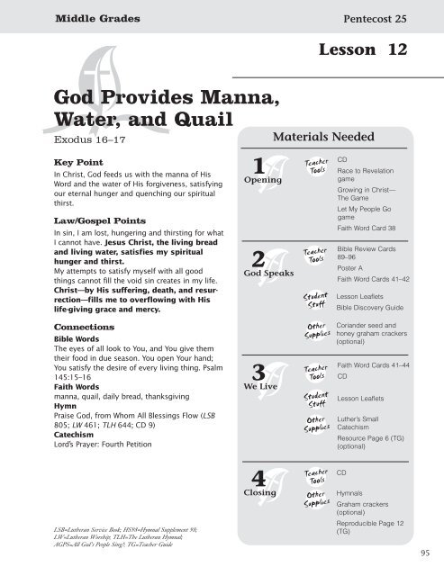 God Provides Manna, Water, and Quail - Concordia Publishing House
