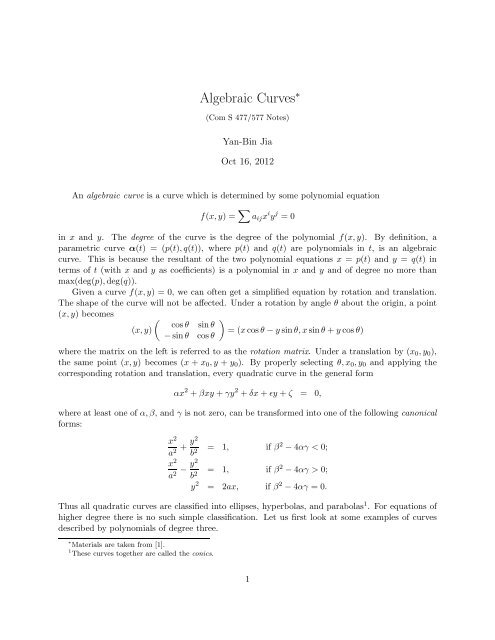 Algebraic Curves∗
