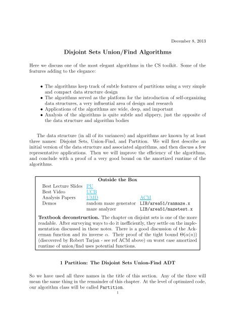 Disjoint Sets Union/Find Algorithms - FSU Computer Science