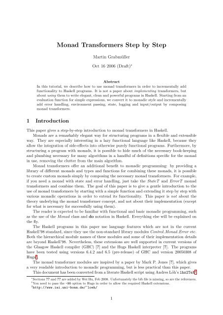Monad Transformers Step by Step