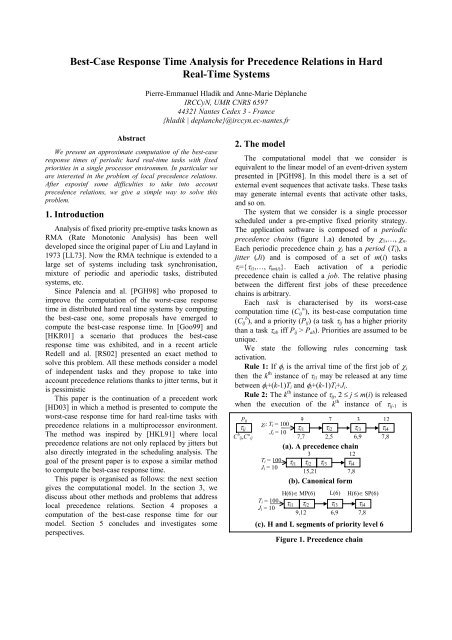 Best-Case Response Time Analysis for Precedence Relations in ...