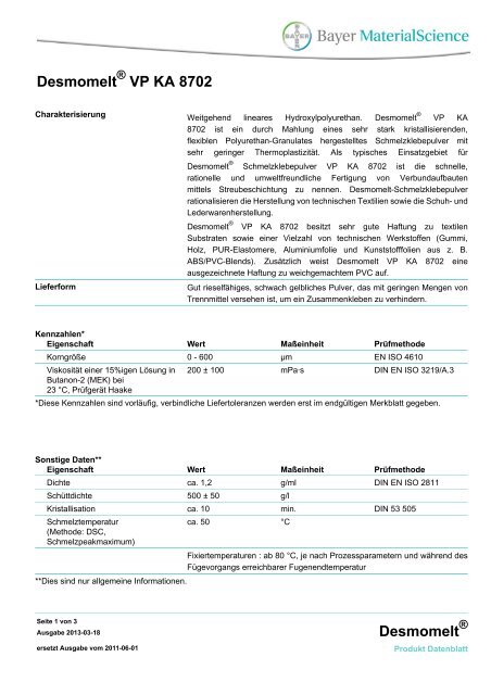 Desmomelt VP KA 8702 Desmomelt