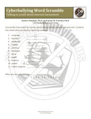 Cyberbullying Crossword Puzzle - Cyberbullying Research Center