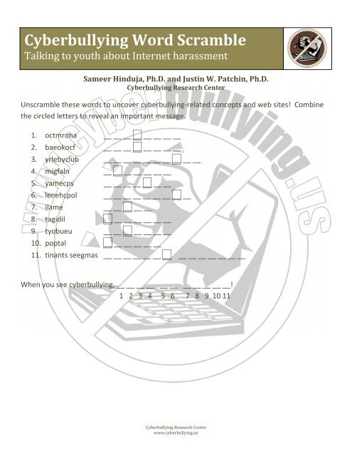 Cyberbullying Word Scramble Cyberbullying Research Center cyberbullying-word-scramble-cyberbullying-research-center