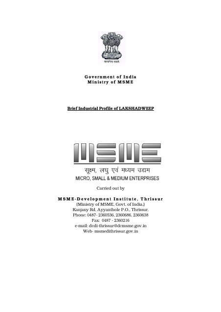 Government of India Ministry of MSME Brief ... - Dcmsme.gov.in