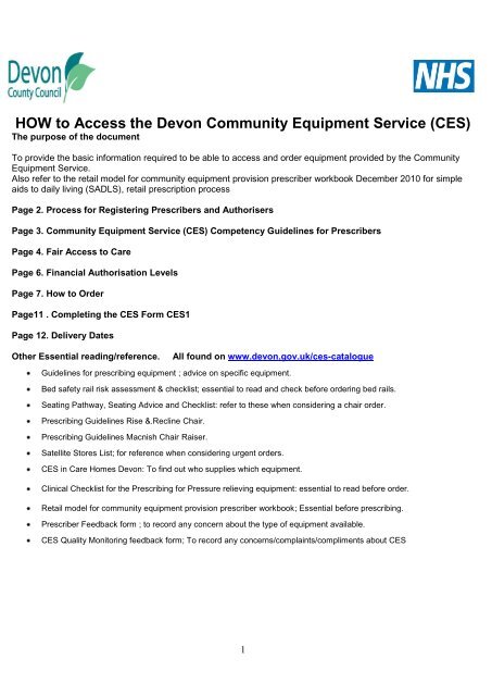 HOW to Access the Devon Community Equipment Service