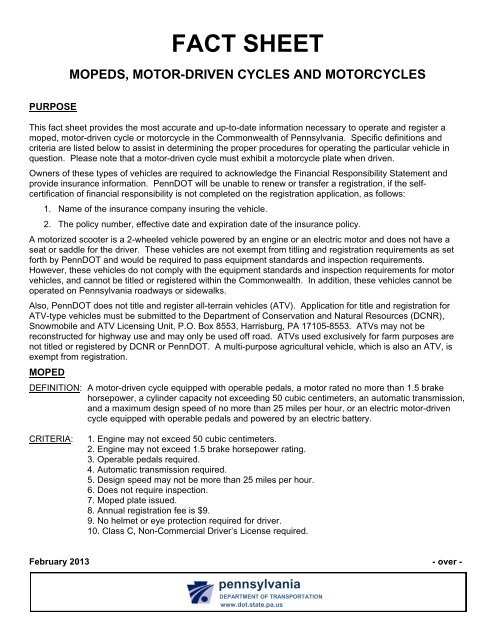 Mopeds, Motor-Driven Cycles and Motorcycles Fact Sheet