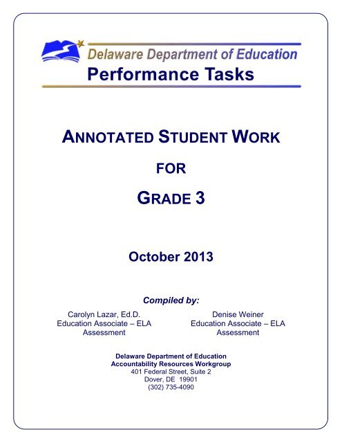 annotated student work for grade 3 - Delaware Department of ...