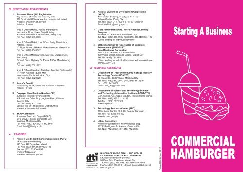 Starting a Business - Commercial Hamburger - DTI