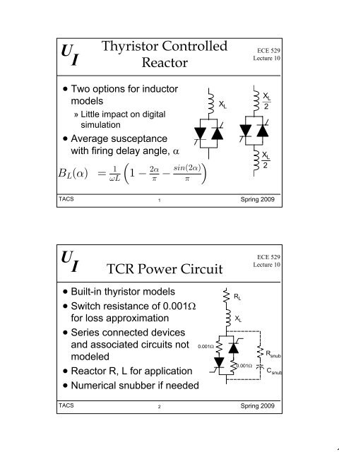 Thyristor Controlled Reactor TCR Power Circuit
