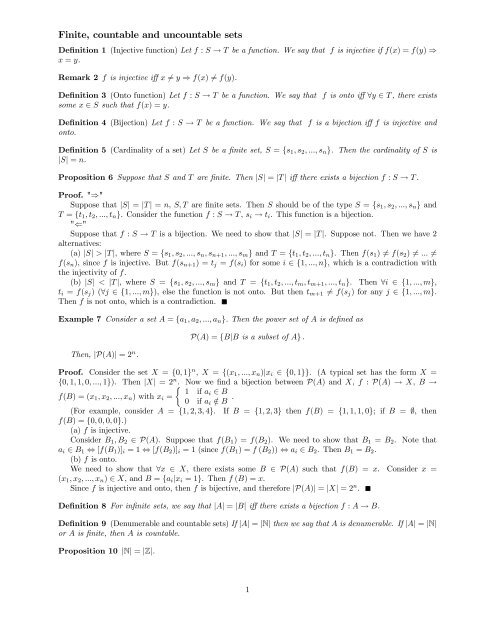 Countable Set Example
