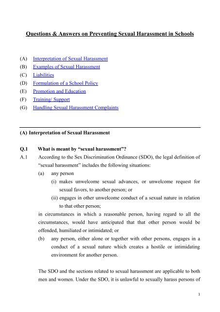 Q&As on Preventing Sexual Harassment in Schools