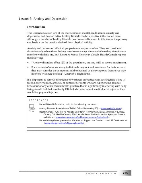 Lesson 3: Anxiety and Depression