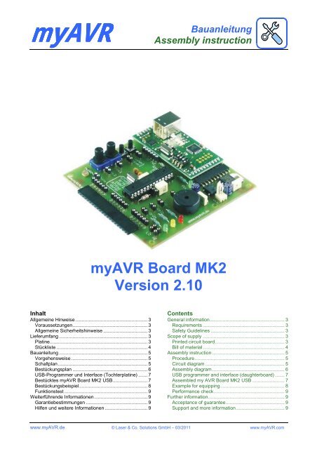 Bauanleitung Assembly instruction myAVR Board MK2 ... - ELV