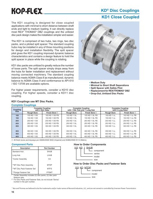 The KD1 coupling is desig