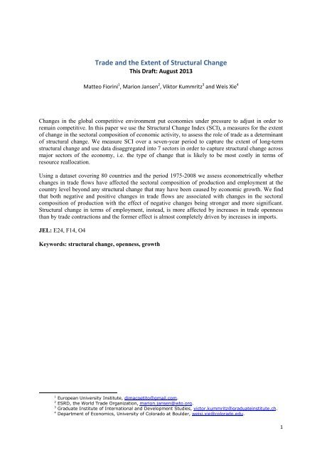 Trade and the Extent of Structural Change - European Trade Study ...