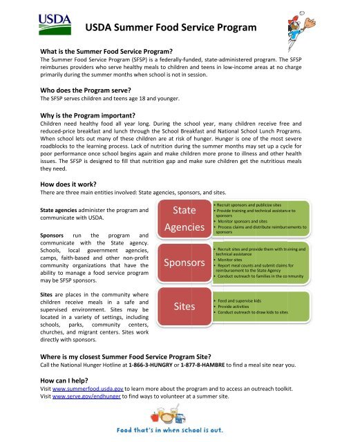 SFSP Handout - Food and Nutrition Service